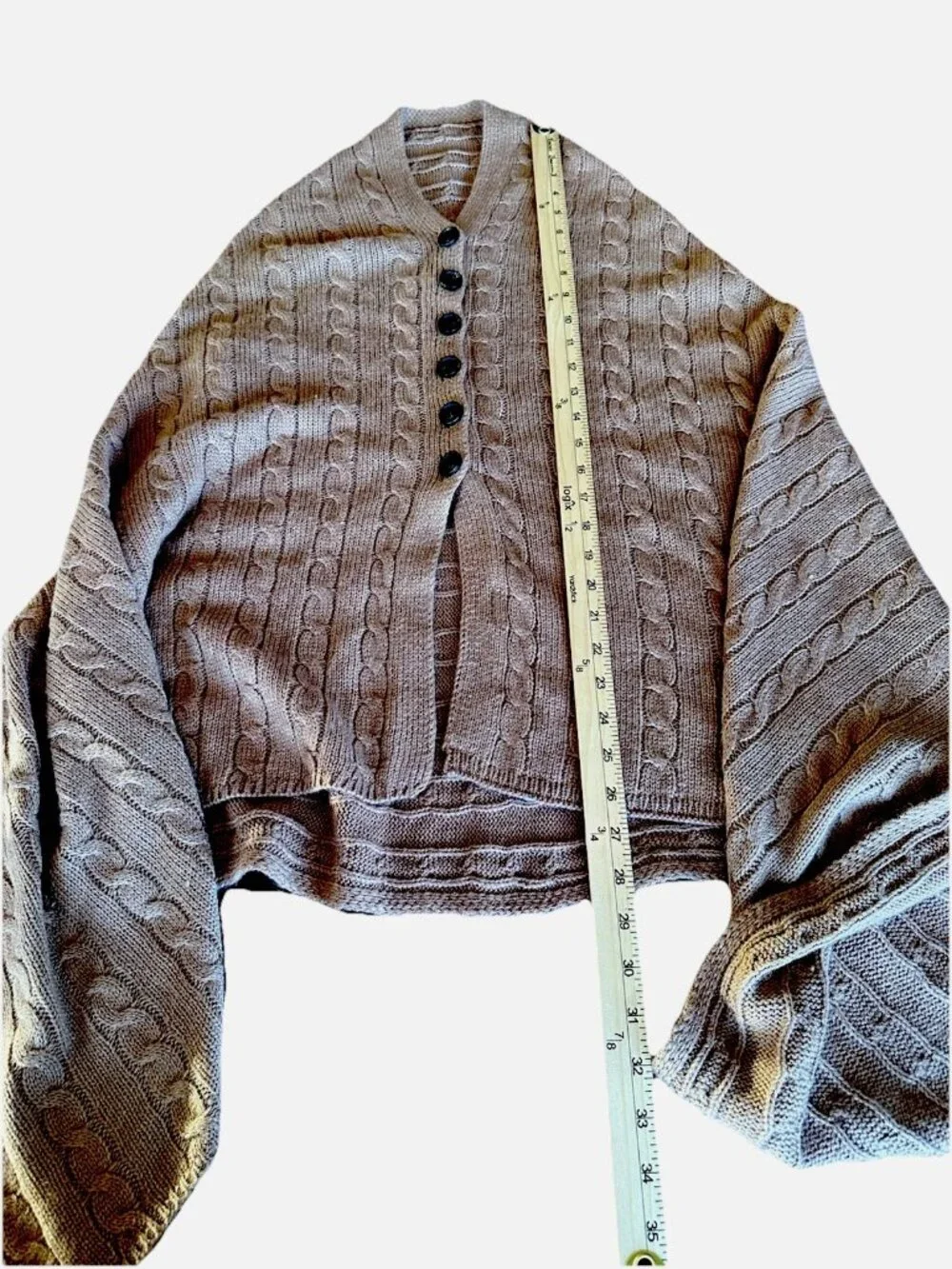 Unbranded | Sweaters | Cable Knit Boho Brown Tan Shawl Cape Button Up ...
